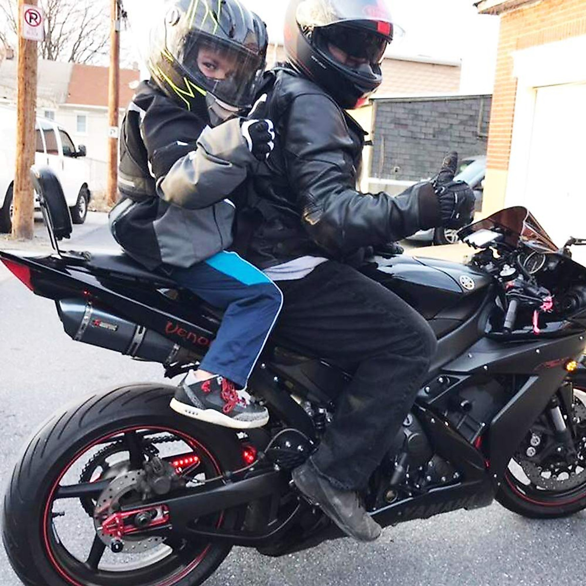 Jolik Child Motorcycle Harness Adjustable with Two Handles, Breathable Material in Black