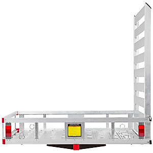 Silver Spring Aluminum Hitch Cargo Carrier Utility Basket with Loading Ramp for 2" Hitch Receiver - 500 lbs. Capacity
