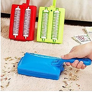 Pinicecore Carpet Table Brush Plastic Double Brush Handheld Sweeper Crumb Dirt Cleaner Roller Tool Home Cleaning Brushes Random Color