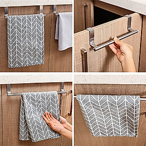 Stainless Steel Towel Rack Bathroom Towel Holder Stand Kitchen Cabinet Door Hanging Organizer Shelf Wall Mounted Towels Bar (2pcs)
