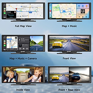 Spedal 860 Wireless Apple CarPlay & Android Auto with 4K Dash Cam, 1080P Backup Camera- 9.3" HD Touch Car Play Screen, GPS Navigation for Car, Portable Car Stereo with Bluetooth, FM/AUX, 64G TF Card