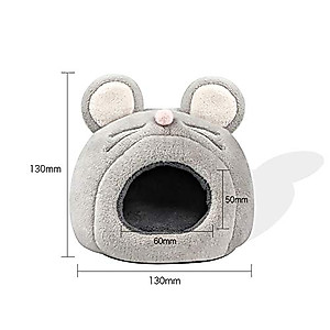 DIOOP Guinea Pig Cave Bed,Pet Hamster Bed House with Removable Pillow Cushion,Hamster Hedgehog Winter Nest Hideout,Small Animals Warm Pet Hut,Rat Shape Dutch Pig Mini Pet House,(Gray Rat)