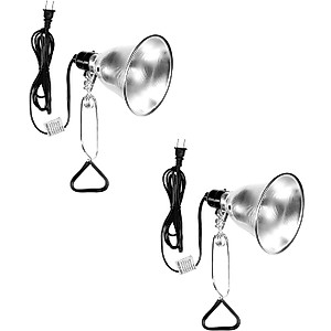 Simple Deluxe Clamp Lamp Light Socket with 5.5 Inch Aluminum Reflector, Suit for Max 60 Watt Lamp (No Bulb Included) with 18/2-Gauge 6 Feet Cord, 2 Pack,Silver
