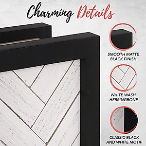 Autumn Alley Modern Farmhouse Napkin Holder for Table - Cute Black White Napkin Holder in Rustic Shiplap Pattern - Upright Napkin Holders for Farmhouse Kitchen Décor