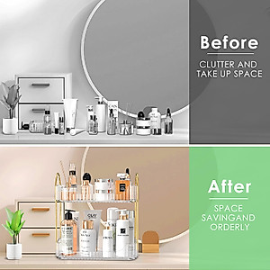 heesky Bathroom Countertop Organizer, 2-Tier Makeup Organizer Countertop, Cosmetics Skincare Organizer Storage for Perfume, Vanity Organizer for Dresser, Spice Rack Holder for Kitchen(Clear)