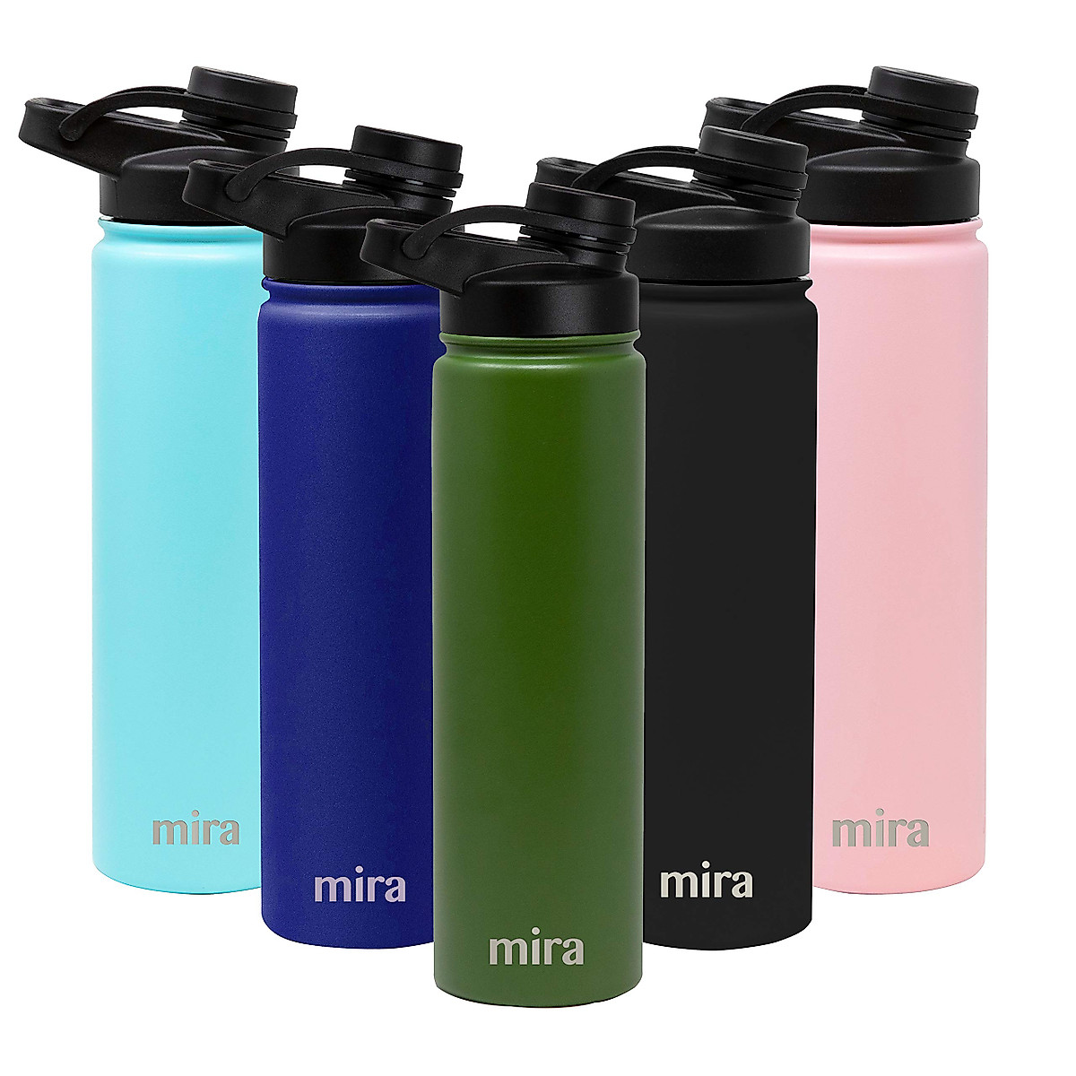 MIRA 24 oz Stainless Steel Water Bottle - Hydro Vacuum Insulated Metal Thermos Flask Keeps Cold for 24 Hours, Hot for 12 Hours - BPA-Free Spout Lid Cap - Olive Green