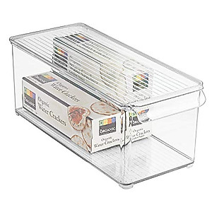 iDesign Plastic Refrigerator and Freezer Storage Bin with Lid, BPA-Free Organizer for Kitchen, Garage, Basement, 6" x 6" x 14.5", Clear