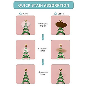 LaBLUUX Coffee Mat for Counter, Winter Christmas Tree with Star Pink Absorbent Hide Stain Coffee Bar Mat, Non-Slip Coffee Bar Accessories Kitchen Drying Mat Fit Under Coffee Maker Espresso Machine