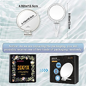 5 Inch Magnifying Mirror 20X with Blackhead Tweezer Kit, Handheld Mirror with Handle, Portable Magnified Mirror with Eyebrow Plucking Tweezers, Foldable, Double sided, Transparent