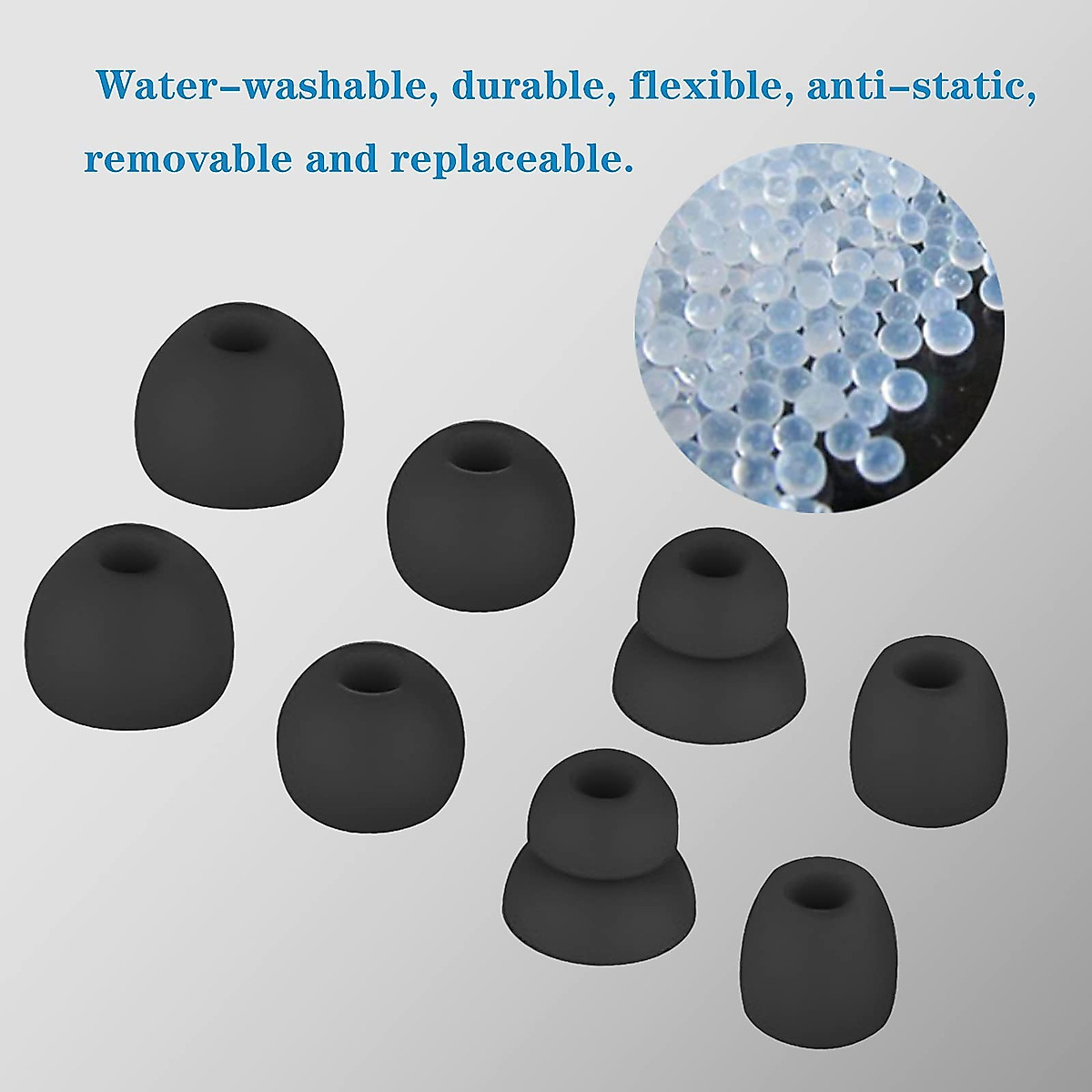 Replacement Silicone Eartips Earbuds Eargels for Beats by dr dre Powerbeats 3 Wireless Stereo Earphones (Black)