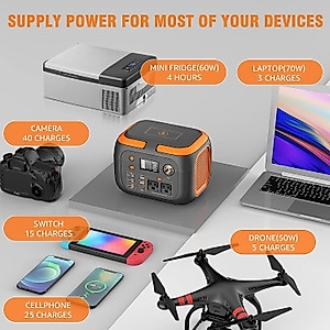 300W Portable Power Station 260Wh Outdoor Solar Generators Mobile Lithium Battery Pack 110V Outlet Solar Power Bank Camping Power Supply for Laptop with 60W Solar Panel