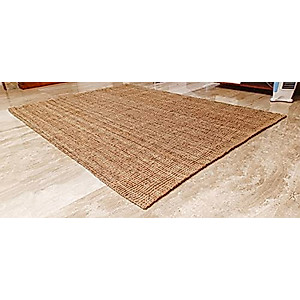 Natural Jute Boucle 2x3' Doormat, Hand Woven & Reversible for Living Room Kitchen Entryway Rug, Jute Burlap Braided Rag Rug, Farmhouse Rag Rug, Rustic Rug, Natural Look Rug