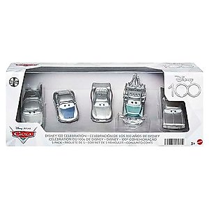 Mattel Disney and Pixar Cars Set of 5 Collectible Character Toy Cars & Trucks Inspired by Disney's 100 Years of Wonder