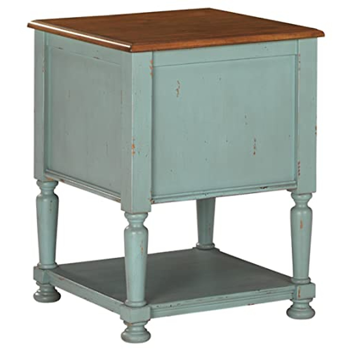 Signature Design by Ashley Mirimyn Farmhouse Accent Cabinet End Table, Teal & Brown