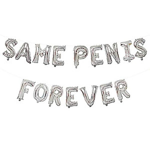 TOYANDONA Bachelorette Party Banner, Bachelor Party Balloons- Same Forever Banner, Bridal Shower Supplies Bride to be Decoration- Silver