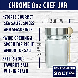 San Francisco Salt Company 8 oz. Glass Jar with Spoon (Chrome Finish Screw-Top Lid)