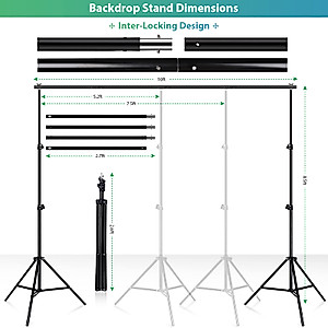HPUSN 8.5 x 10 ft Background Support System, Photo Video Studio Light Kit 5400K Umbrellas Softbox Continuous Lighting Kit for Photo Studio Product, Portrait and Video Shoot Photography