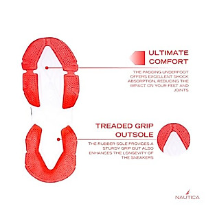 Nautica Men's High Top Sneakers Breathable Knit with Socks Ankle Support Slip-On Tennis Comfort Shoes for Fashion Gym Sports-Bowen Mens-Black Red-Size 13