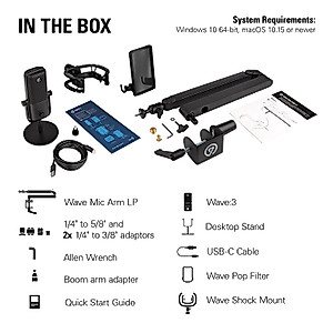 Elgato Pro Audio Set - Premium USB Condenser Microphone with Shock Mount, Pop Filter and Low Profile Mic Arm, for Streaming, Podcast, Gaming and Home Office, Free Mixer Software, for Mac, PC