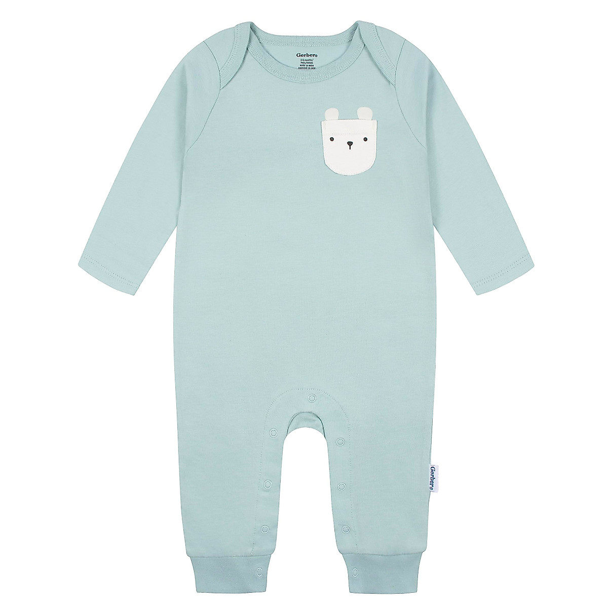 Gerber Baby Boys' 2-Pack Long Sleeve Jumpsuit, Blue Polar Bear, 3-6 Months