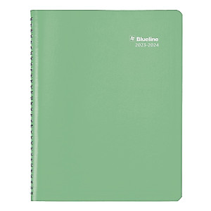 Blueline Essential Academic Monthly Planner, 14 Months, July 2023 to August 2024, Twin-Wire Binding, Soft Vicuana Cover, 11" x 8.5", Mint Green (CA701F.03-24)