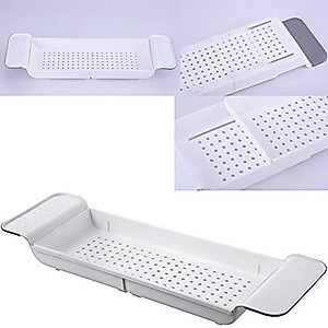 BESPORTBLE Expandable Bath Shelf Non Slip Grip Bath Tubs Shelf Adjustable Plastic Bathtub Caddy Bathtub Tray Over The Clawfoot Tub Rack for for Kitchen Bathroom Toilet White