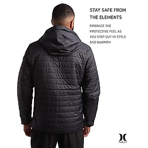 Hurley Men's Jacket - Balsam Lightweight Packable Puffer Coat - Weather Resistant Outerwear Windbreaker Coat for Men (M-XL), Size Medium, Black