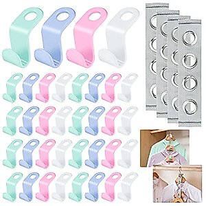 Dreamtop 44 Pcs Clothes Hanger Connector Hooks Cascading Clothes Hangers for Heavy Duty Hanger Connector Hooks for Plastic Hangers Hanger Extender Clips Hangers Space Saving