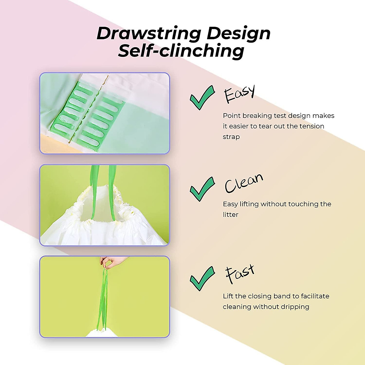 KropBom Cat litter Box Liners,20 Count 37" x 19" Large Extra Durable Heavy Duty Litter Pan Liner Bags with Drawstring for Pet Cat Litter Box Tray (Unscented)