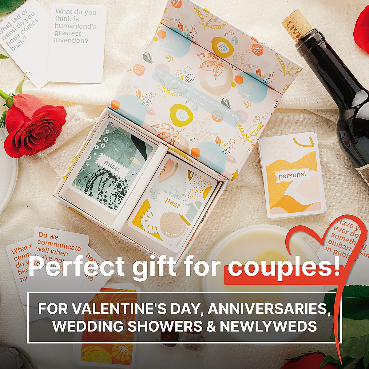 VNS Creations Deeper Connections - 200 Couples Conversation Cards - Build Strong Relationships and Deeper Intimacy - Couples Card Games for Adults - Couple Games for Date Night - Games for Couples