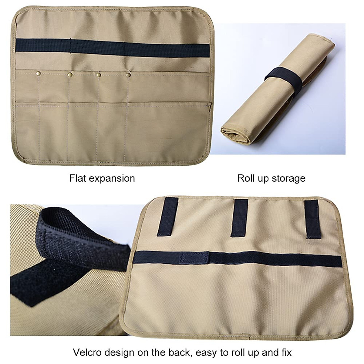 PWPAM Camping Tableware Storage Bag Picnic Cutlery Organizer Bag Cooking Utensils Hanging Bag (Square)