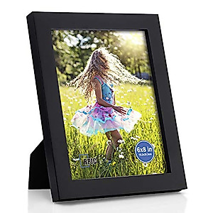 RPJC 6x8 inch Picture Frame Made of Solid Wood and High Definition Glass Display Pictures for Table Top Display and Wall Mounting Photo Frame Black