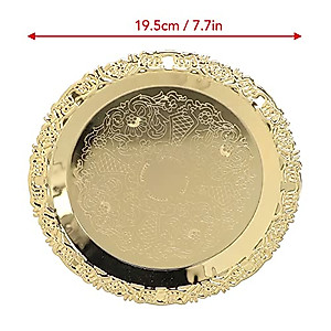 Round Fruit Tray, Gold Plated Stainless Steel Multifunctional Good Decoration Decorative Dessert Plate for Ceremony