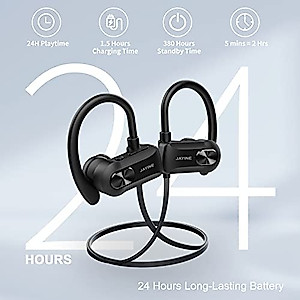 JAYINE Bluetooth Headphones, Wireless Earphones Bluetooth 5.3 HD Bass Stereo,Noise Cancelling in-Ear Earbuds IP67 Waterproof Sports Earhooks Headsets 24 Hrs Playtime for Running Gym Workout