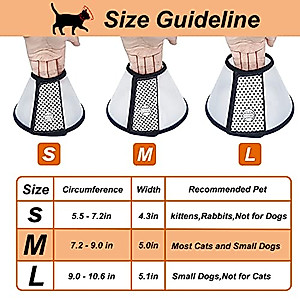Vivifying Cat Cone, Adjustable Recovery Pet Cone, 8.1 Inches Lightweight Plastic Elizabethan Collar for Cats, Mini Dogs and Rabbits (Black)