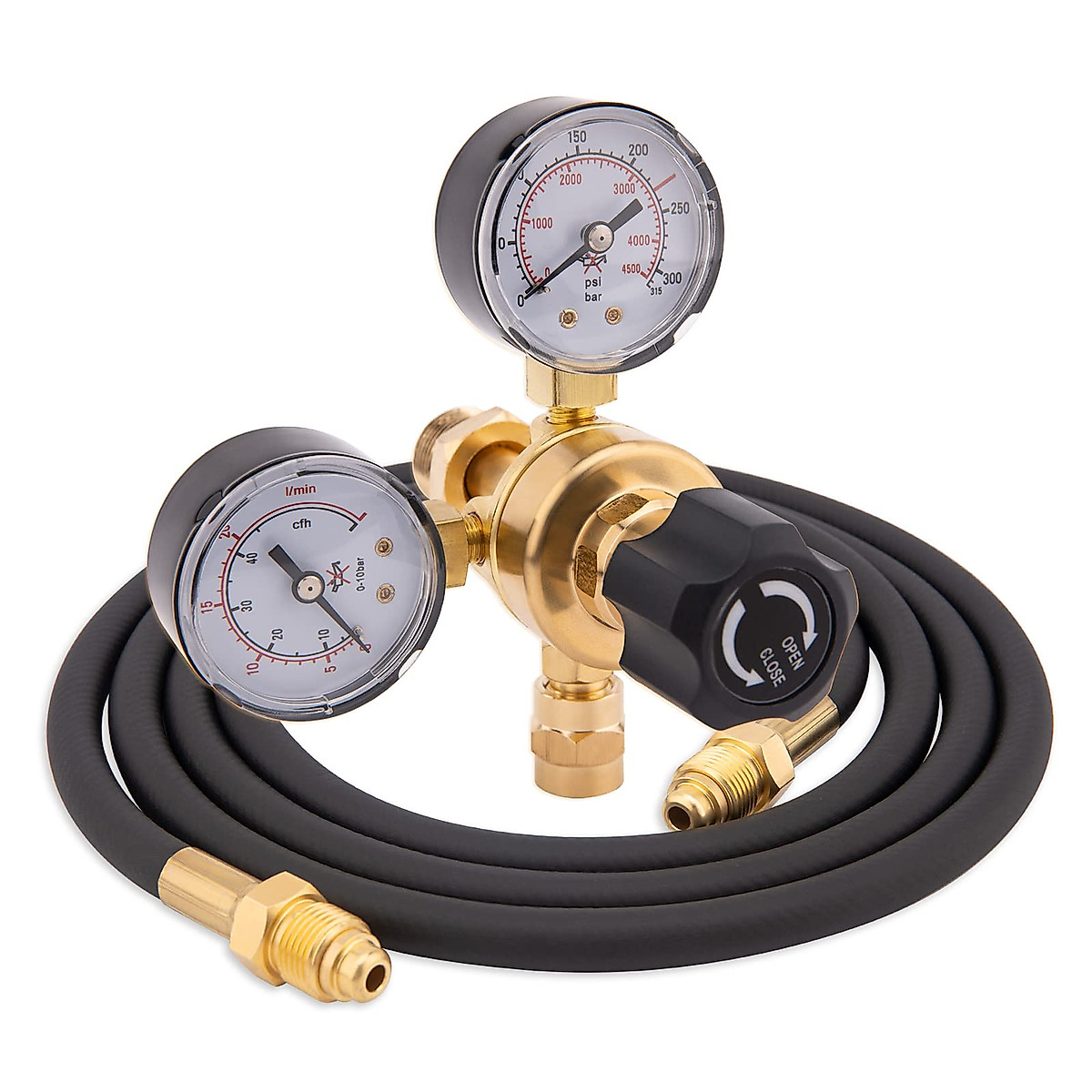 CGA580 Argon CO2 Regulators, Argon Gauges Gas Welding Regulator Compatible with Mig Tig Miller Lincoln Weld 0-4500PSI / 0-10BAR - CO2 Argon Regulator with 6.6Ft Hose