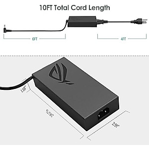 XTEES 180W 20V 9A Charger for ASUS Rog Zephyrus G14 G15 GA401I GA502 GA502D GA502DU GA502IU GA401 GA401II GA401IV TUF505DT TUF505DU TUF705DU ADP-1800DU TB H Connector Cable Feed