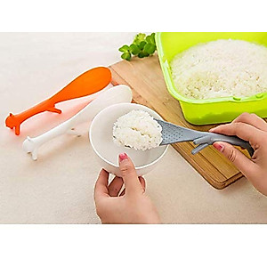 LASSUM 3 Pcs Lovely Plastic Squirrel Shape Standing Spoon Non Stick Rice Paddle Spoon