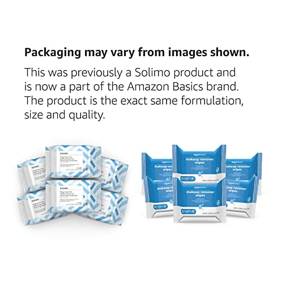 Amazon Basics Make Up Remover Wipes, Fragrance Free, 150 Count (6 Packs of 25) (Previously Solimo)