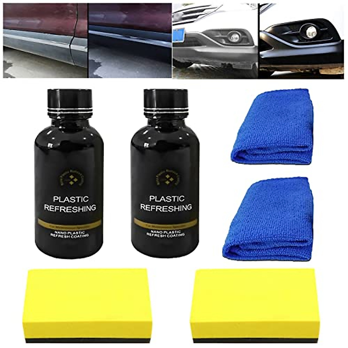 ZMPDJG Plastic Refreshing Nano Plastic Refresh Coating,30ml Plastic Parts Refurbish Agent Car Exterior Restorer,Plastic Refurbishment for Car Interior Cleaning (Pack of 2Sets)
