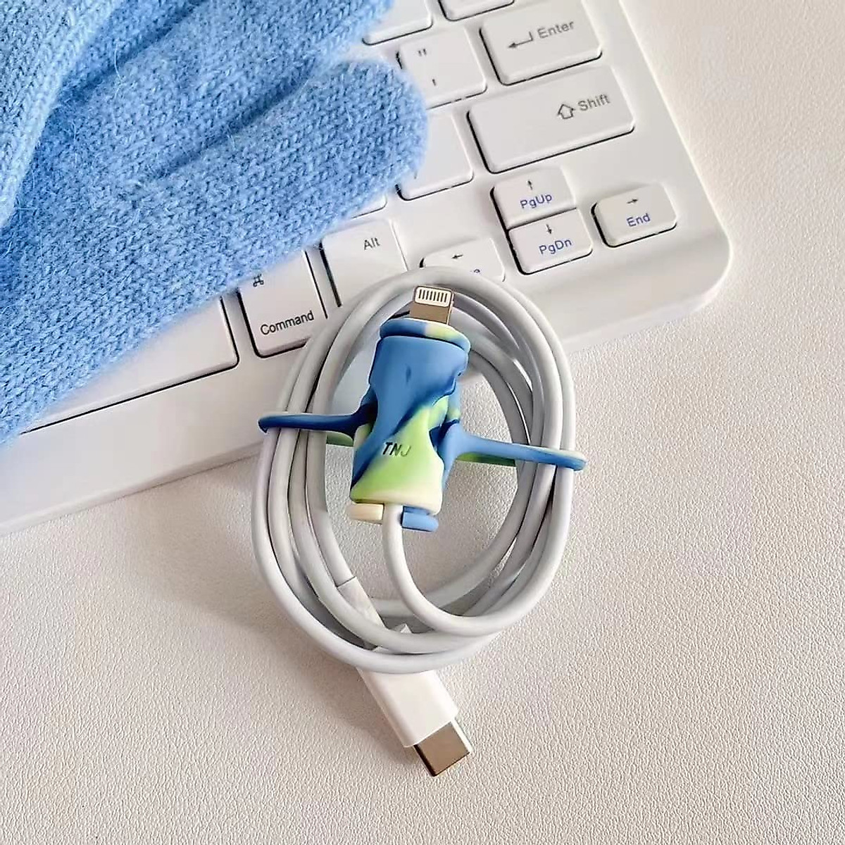 OVNMFH 2 in 1 Data Cable Protector, 10-PCS Mini Cute Silicone Data Cable Winder, Universal Mobile Phone Charger Data Cable Anti-Break Protection Storage Tool