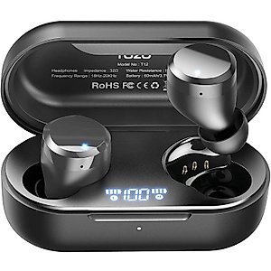 TOZO T12 (Large Ergonomic Edition) Wireless Earbuds Bluetooth 5.3 Headphones Premium Sound Performance Touch Control LED Digital Display Wireless Charging Case Earphones