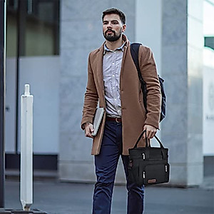 MIYCOO Lunch Bag for Women Men Double Deck Lunch Box - Leakproof Insulated Soft Large Lunch Cooler Bag, (Black,15L )