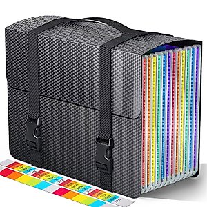 Vanulee Expanding File Folders with Handle,Accordion File Organizer,12 Pockets Accordian Folders Expandable Filing Box,Portable Files Box for Documents Receipt Bill,A4/Letter Size,Diamond