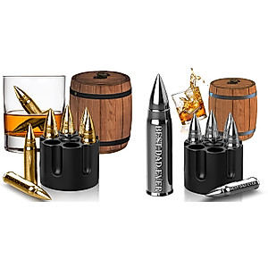 Gifts for Dad, 6 pcs Golden Whiskey Stones & 6 pcs Best Dad Ever Whiskey Stones, Christmas Stocking Stuffers, Unique Birthday Gift Ideas for Dad from Daughter Son Wife