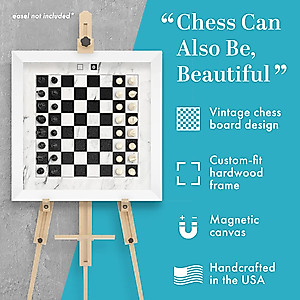Home Magnetics Magnetic Wall Chess Set - Wall Mounted Chess Board Game - Framed Wooden Chess Set with Magnetic Chess Pieces (Black)