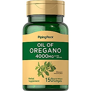 Piping Rock Oregano Oil Capsules 4000mg | 150 Softgel Pills | Herbal Supplement | Non-GMO, Gluten Free