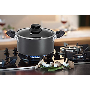 Bene Casa3-Quart Nonstick Dutch Oven Aluminum, Ventd Glass Lid, Stay-Cool Handles, Dishwasher Safe, Perfect for Simmering and Slow Cooking