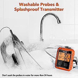 Wireless Meat Thermometer, Yunbaoit Digital Remote Food Cooking Meat Thermometer for BBQ Grill Smoker Oven Kitchen,500 FT Range&Dual Probes