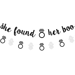 Halloween Bachelorette Party Decorations, She Found Her Boo Banner, Ghost Diamond Ring Garland, Halloween Bridal Shower Engagement Wedding Party Supplies